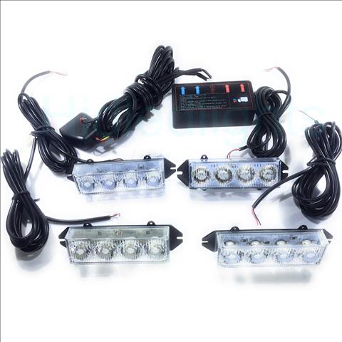 16 LED Grill Green Emergency Volunteer Firefighter Strobe Lights ...